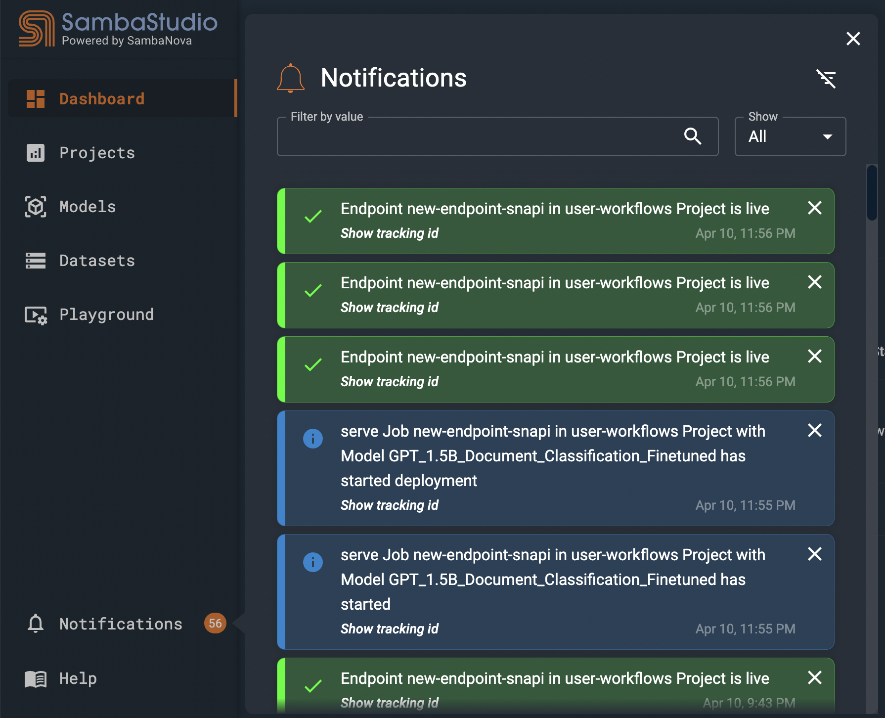 Notifications :: SambaNova Documentation